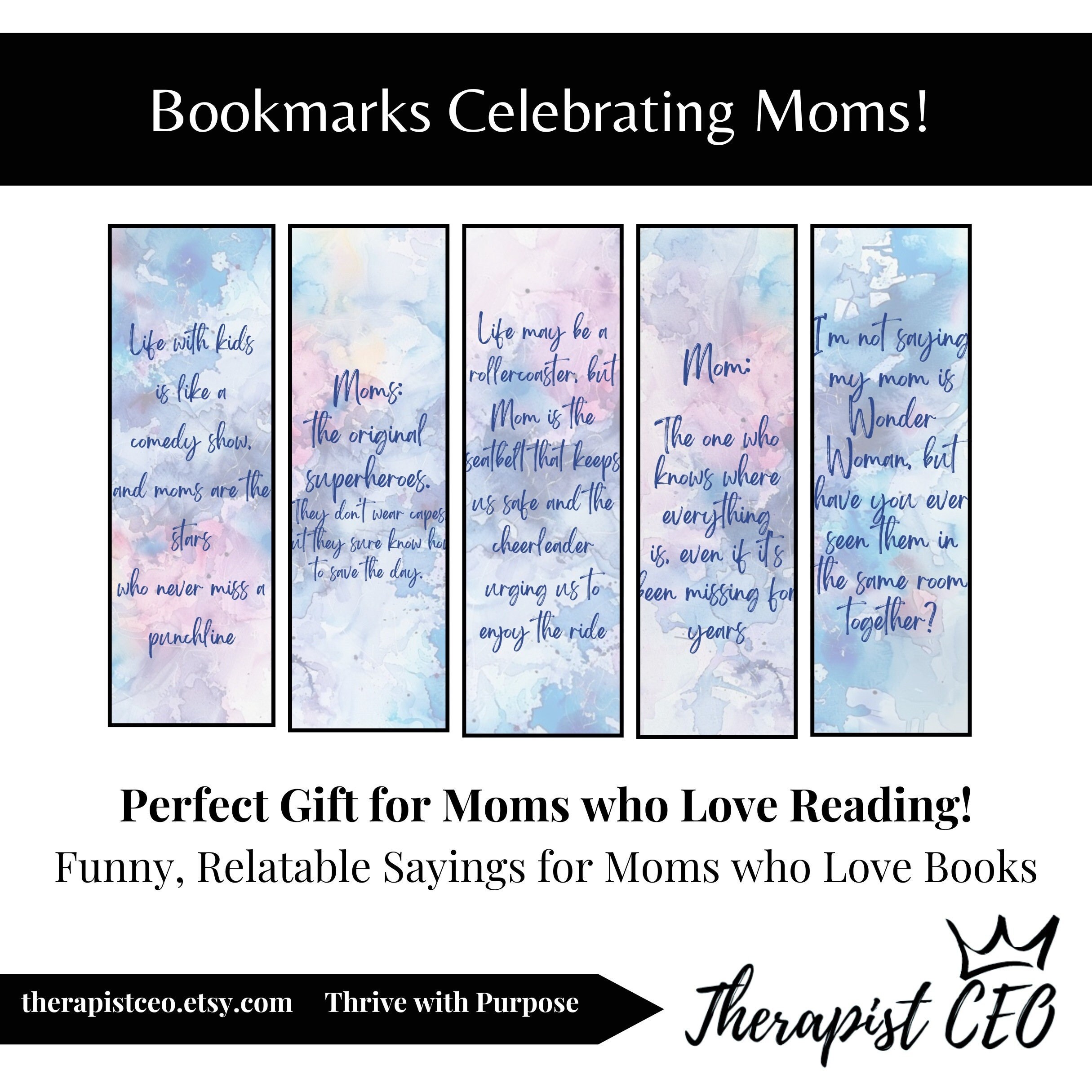Celebrating Moms Bookmarks Set of 5 Instant Digital Download Gift for ...