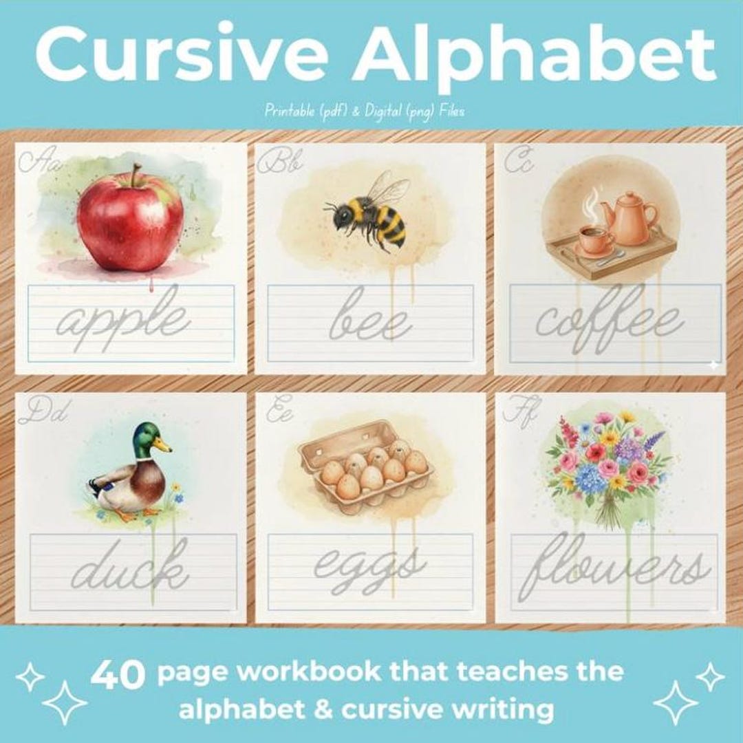 Cursive Alphabet Book - Watercolour PDF - Etsy