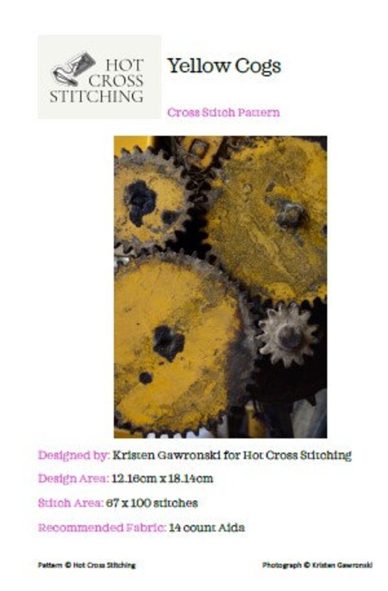 Yellow Cogs DIGITAL Cross Stitch Pattern - Etsy