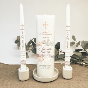 Personalized Boho Terracotta First Communion Candles Boho Chic ...