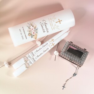 Personalized Boho Terracotta First Communion Candles Boho Chic ...