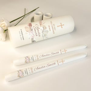 Personalized Boho Terracotta First Communion Candles Boho Chic ...