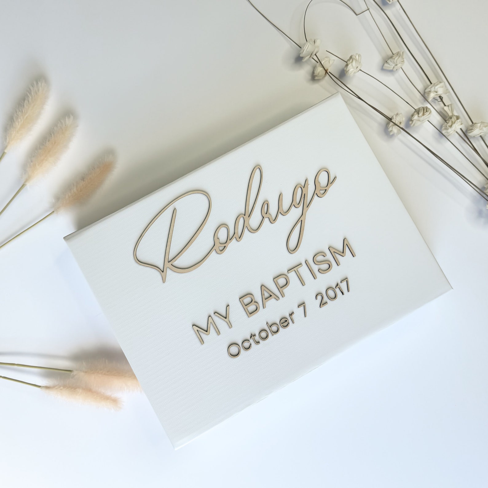 Personalized Baptism Gift Box Set, Onesie, Candle, Bib, Keepsake Box - Etsy