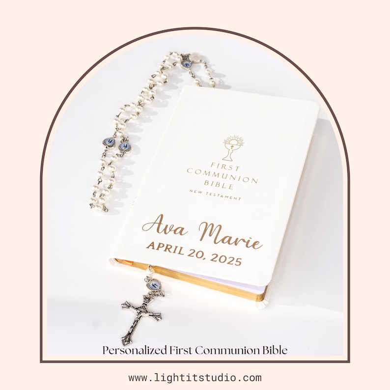 Personalized First Communion Bible & Rosary Set - Religious Keepsake - Etsy