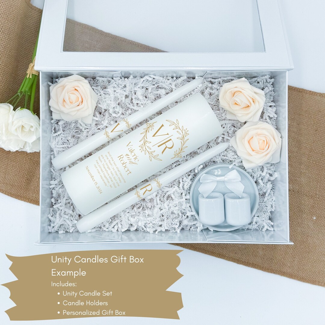 Personalized Unity Candle Set Gift Customized Wedding Keepsake Box ...