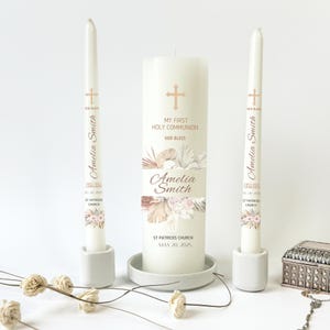 Personalized Boho Terracotta First Communion Candles Boho Chic ...