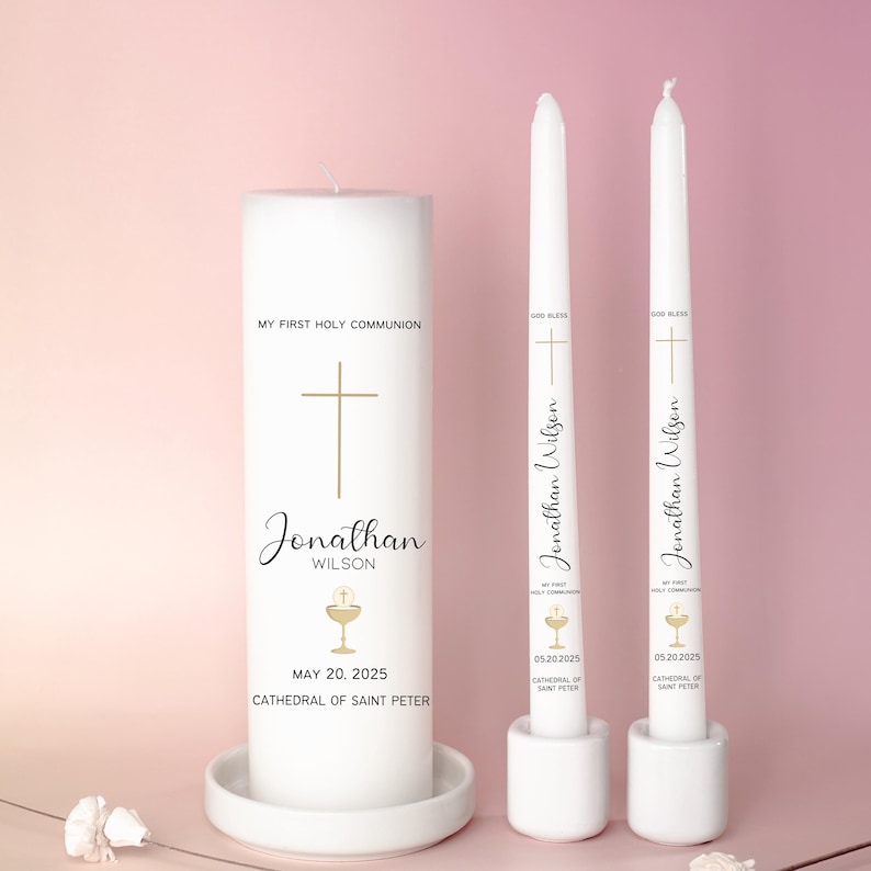 Personalized First Communion Candle Set With Keepsake Box - Etsy