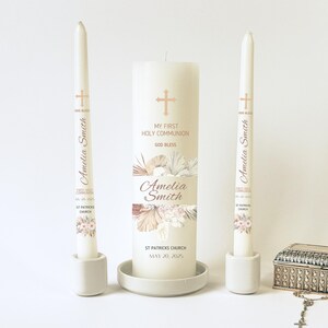 Personalized Boho Terracotta First Communion Candles Boho Chic ...