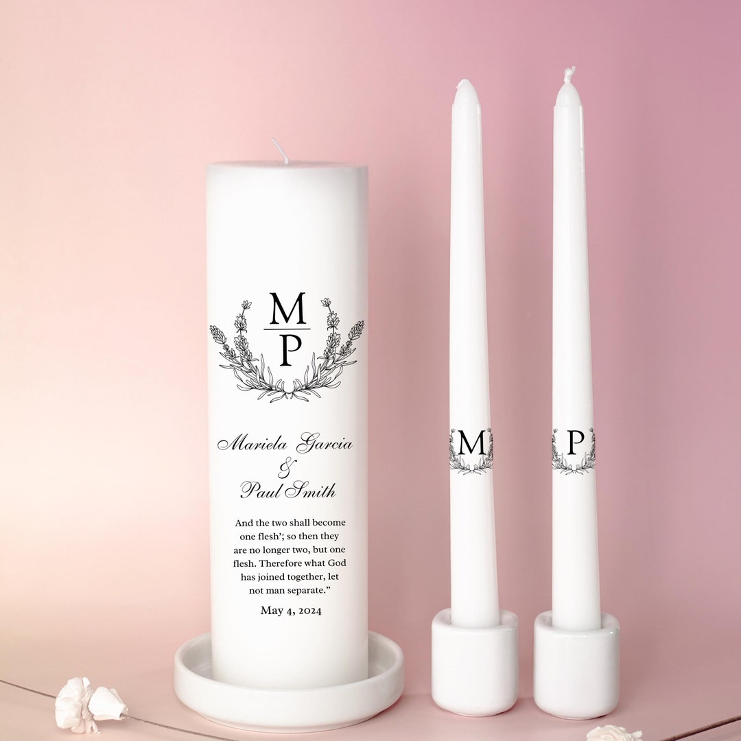 Personalized Unity Candles Wedding Bible Verse Candles Engagement ...