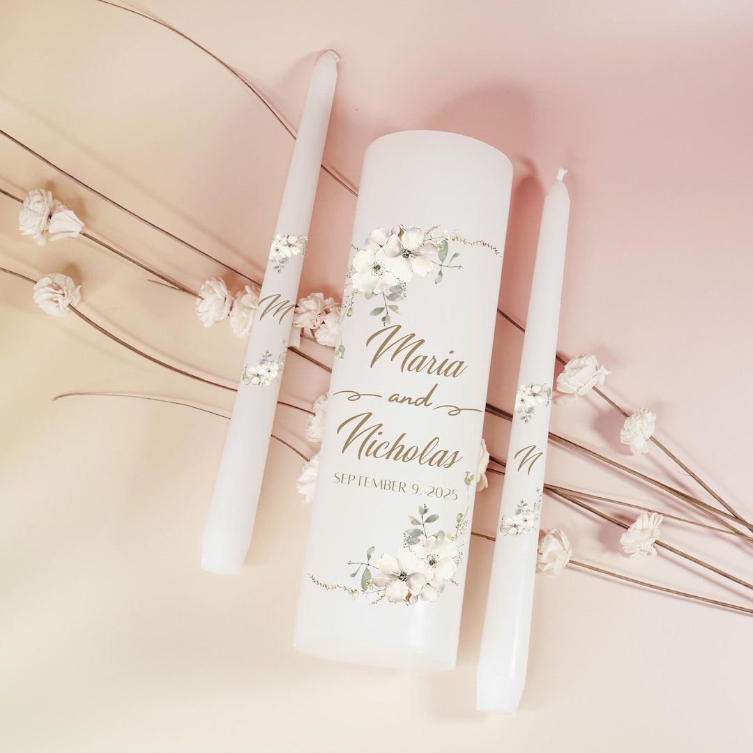 Personalized Floral Unity Candle Set, Wedding Ceremony Decor - Etsy
