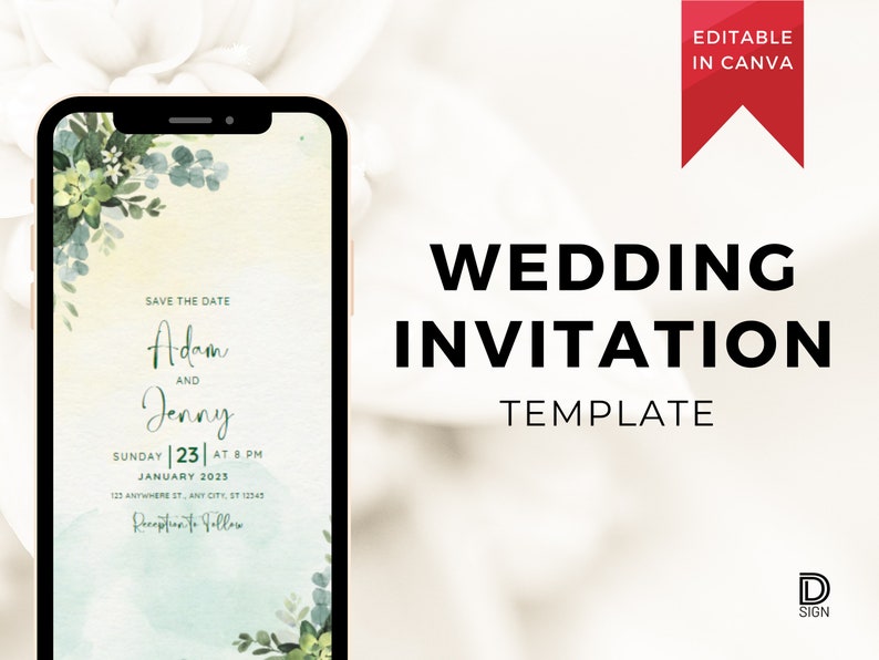 20 Design Wedding Invitation Templates in Smartphone Format | Instant ...