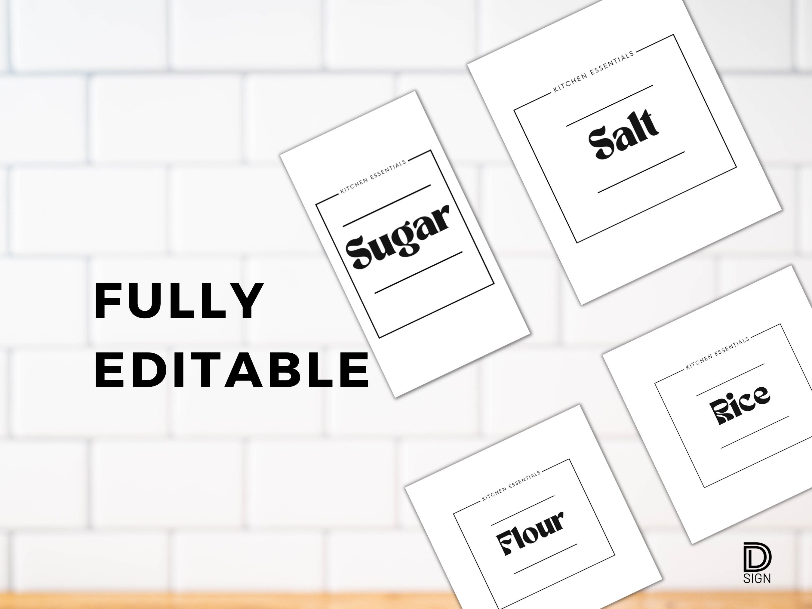 Printable Kitchen Labels & Templates 4 Sizes , Minimalist Stickers ...