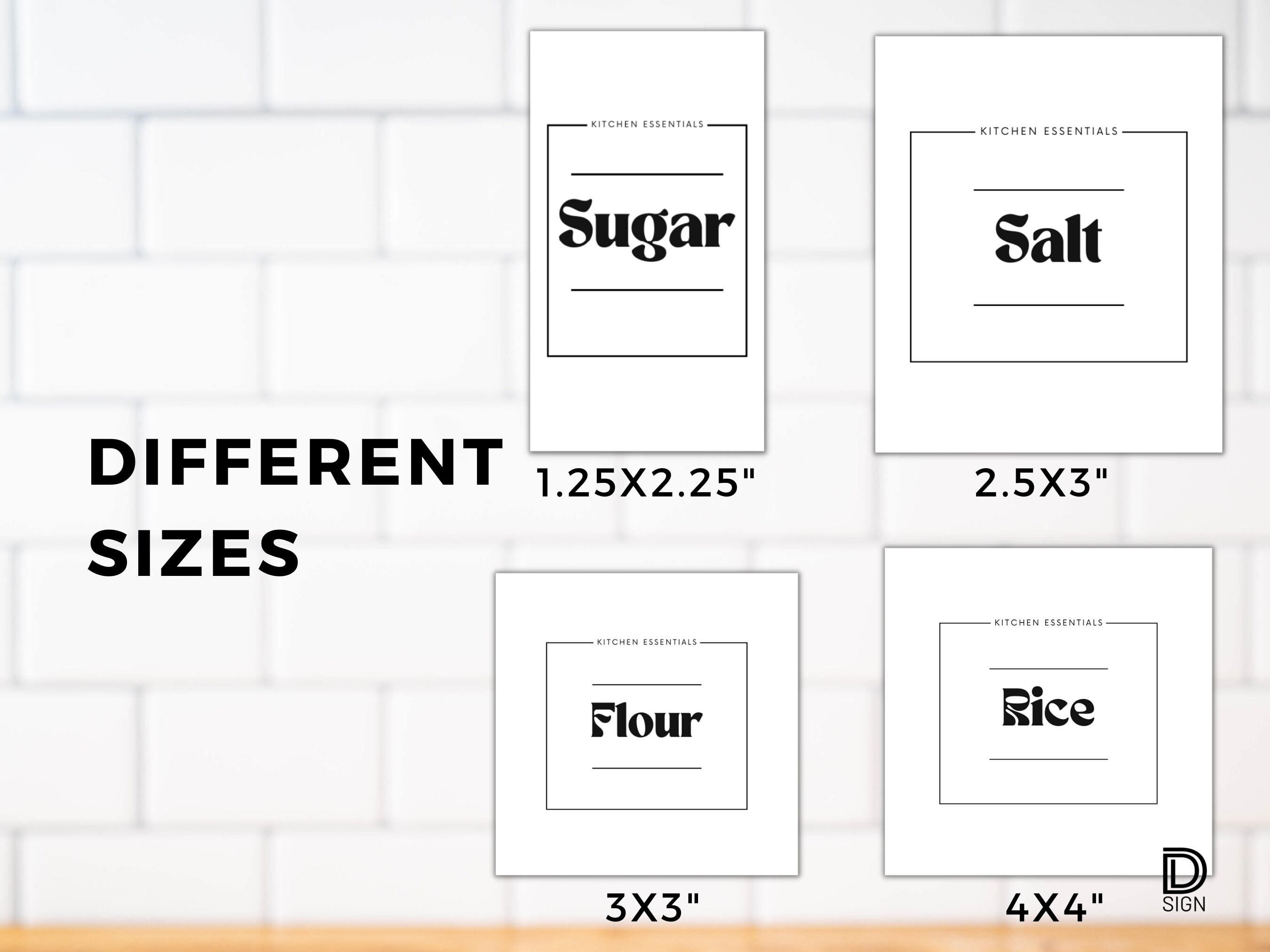 Printable Kitchen Labels & Templates 4 Sizes , Minimalist Stickers ...