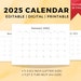2025 Minimalist Monthly Calendar | Printable | Digital | Editable ...