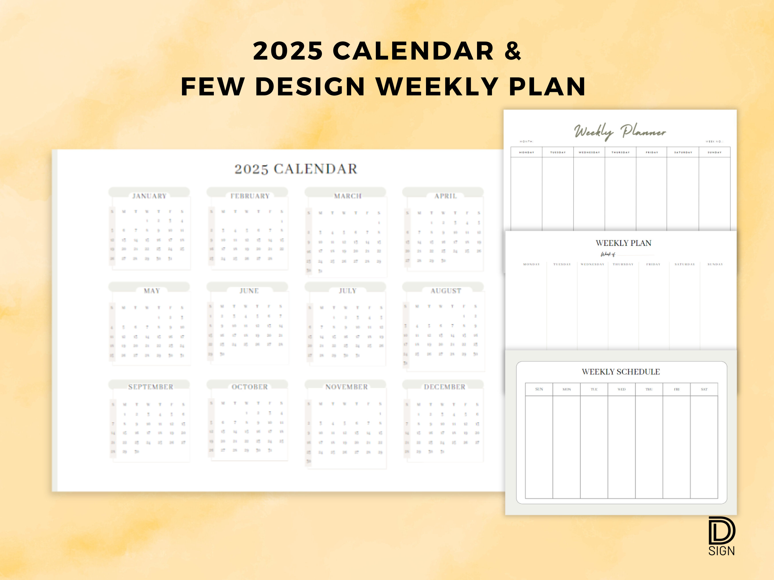2025 Minimalist Monthly Calendar | Printable | Digital | Editable ...