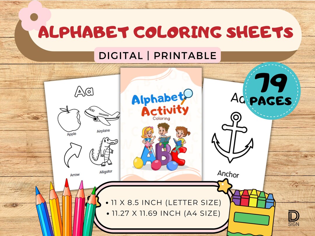 ABC Coloring Pages for Kids | Cute Alphabet Coloring Book | Toddler ...