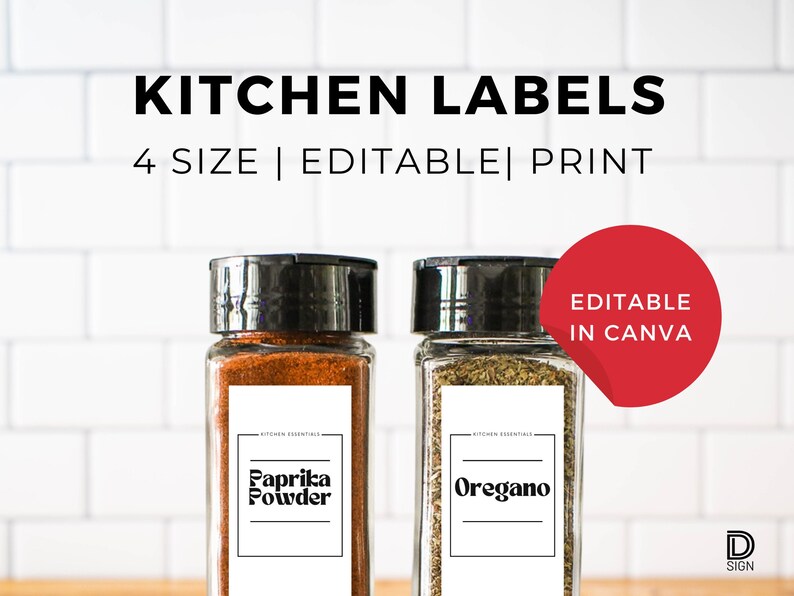 Printable Kitchen Labels & Templates 4 Sizes , Minimalist Stickers ...