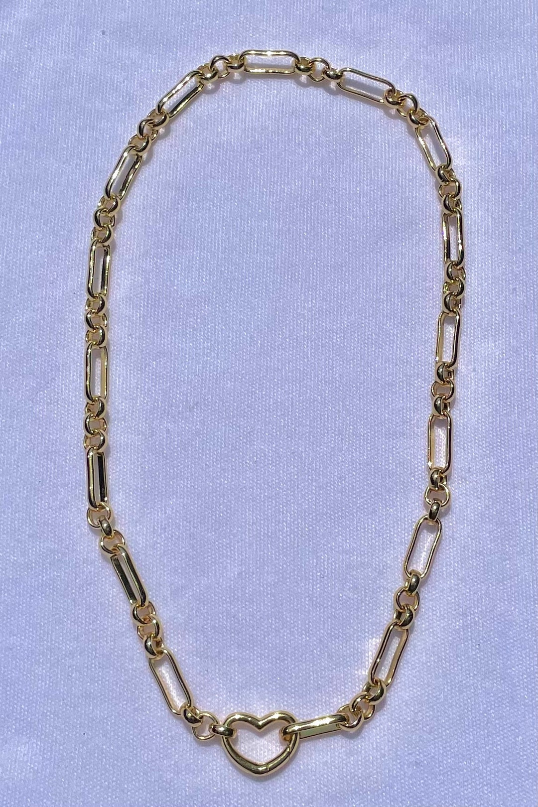 24 Kt Heart Open Loop With 24 Kt Gold Filled Long and Short Chain - Etsy