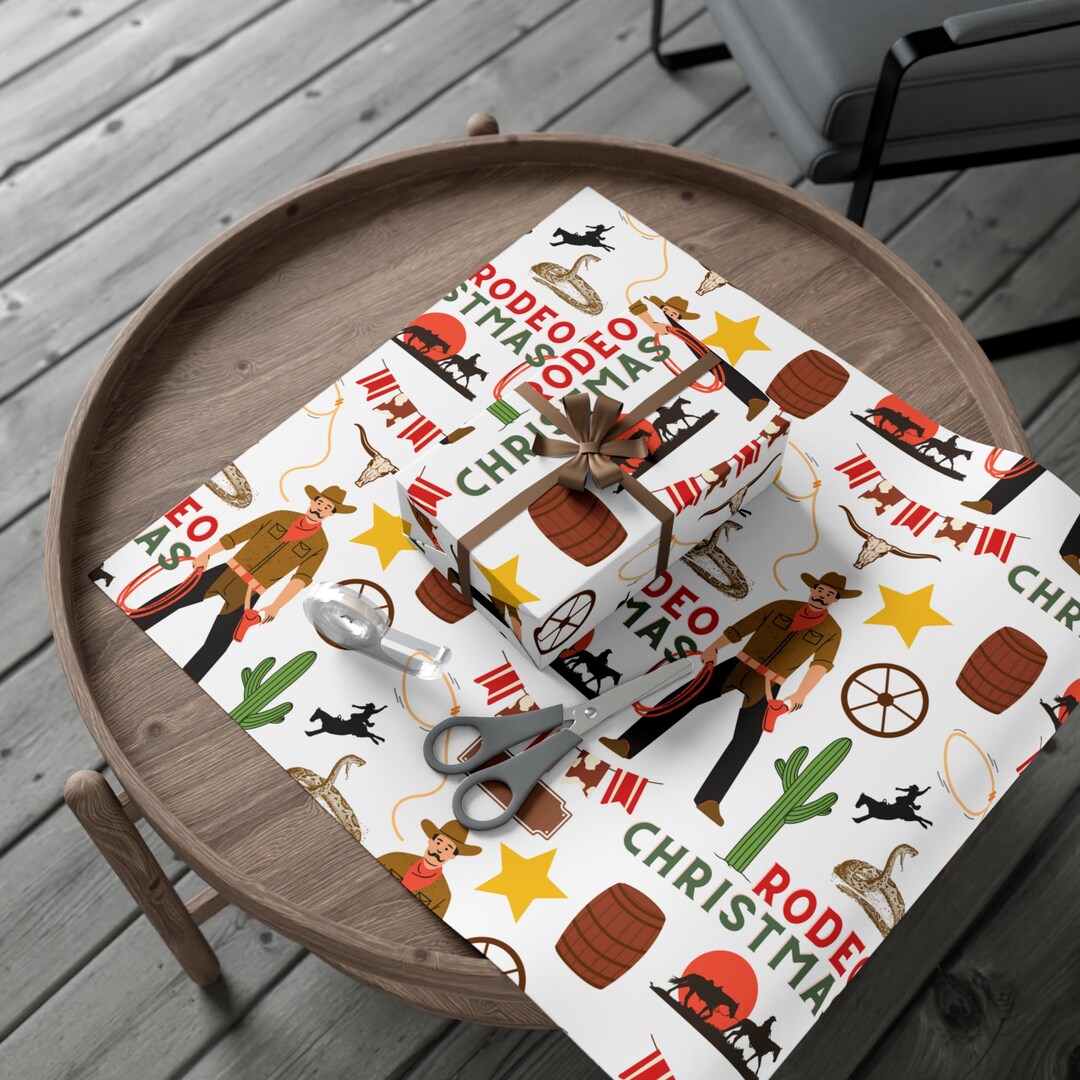 Retro Cool Cowboy Wrapping Paper - Etsy