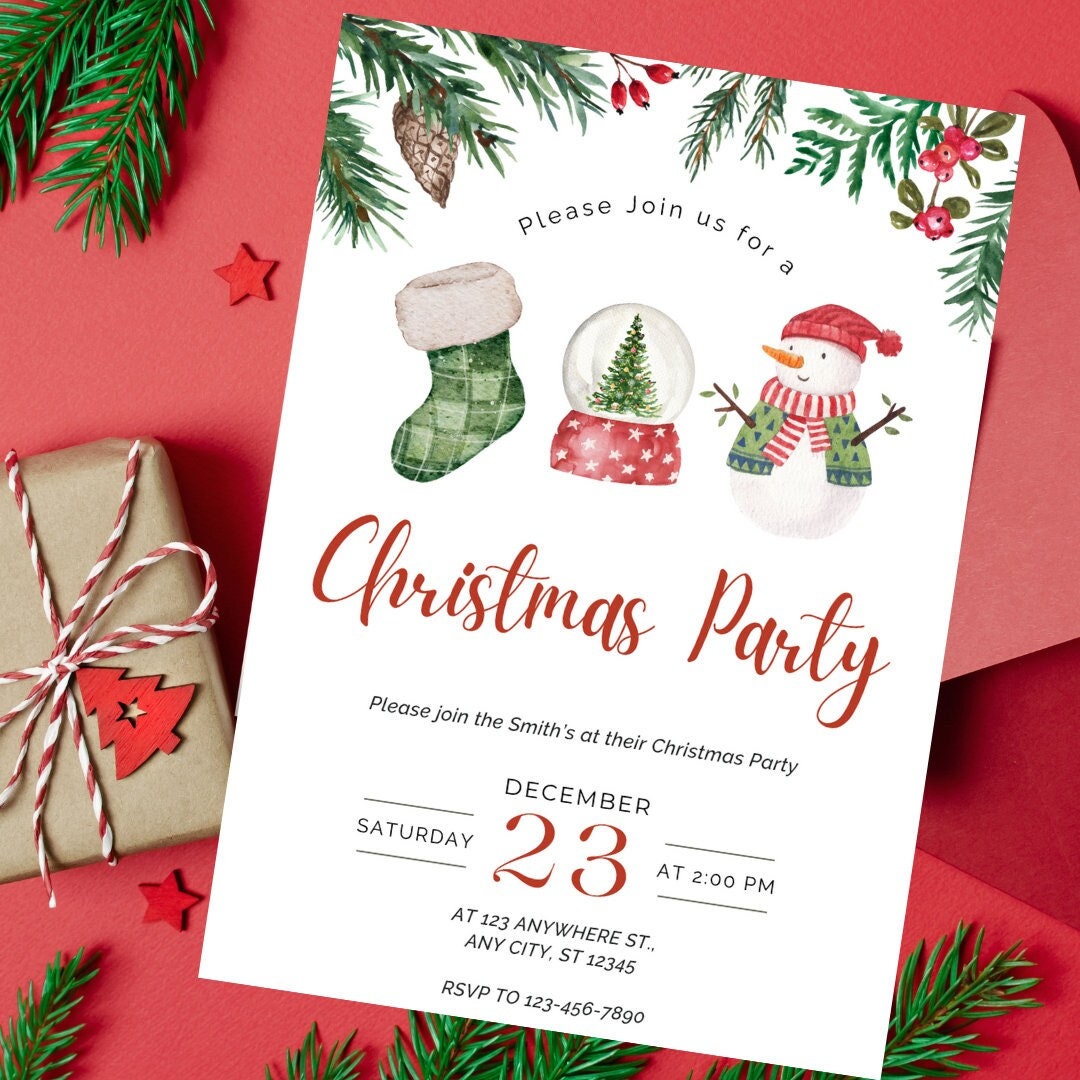 Editable Christmas Party Invitation Template Holiday Party - Etsy