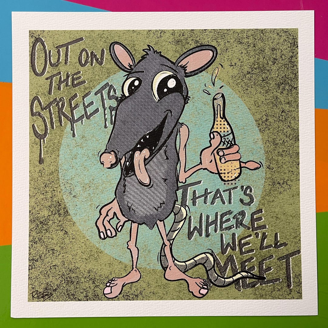 Ratt Fink Art Print: "out on the Streets" Watercolor Paper - Etsy