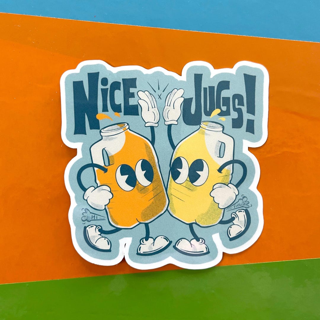 High Five | NICE JUGS Pop Art Pun Sticker | Reb Nofun - Etsy