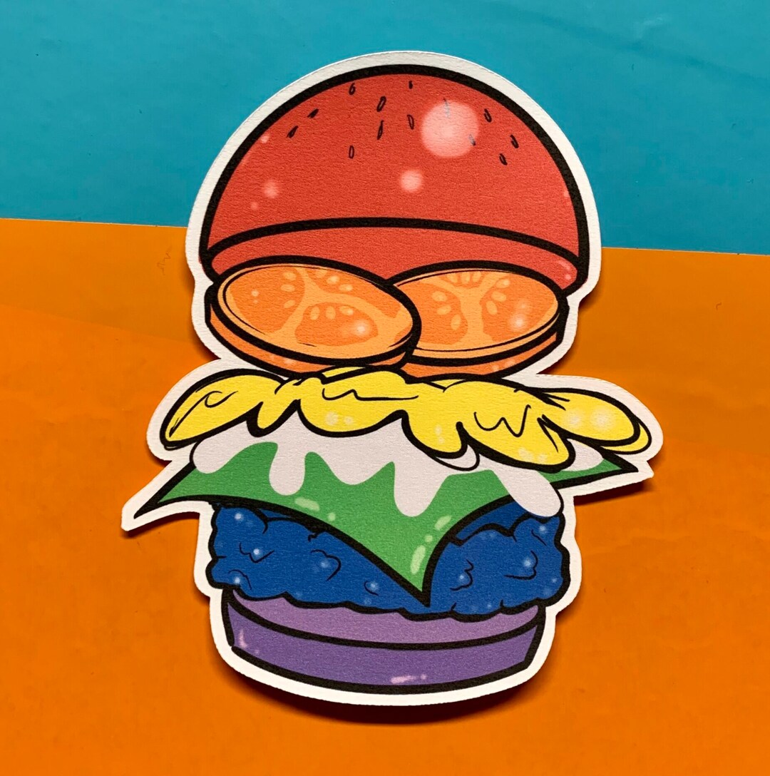 Rainbow Cheeseburger | Hamburger Pop Art Sticker Reb Nofun - Etsy