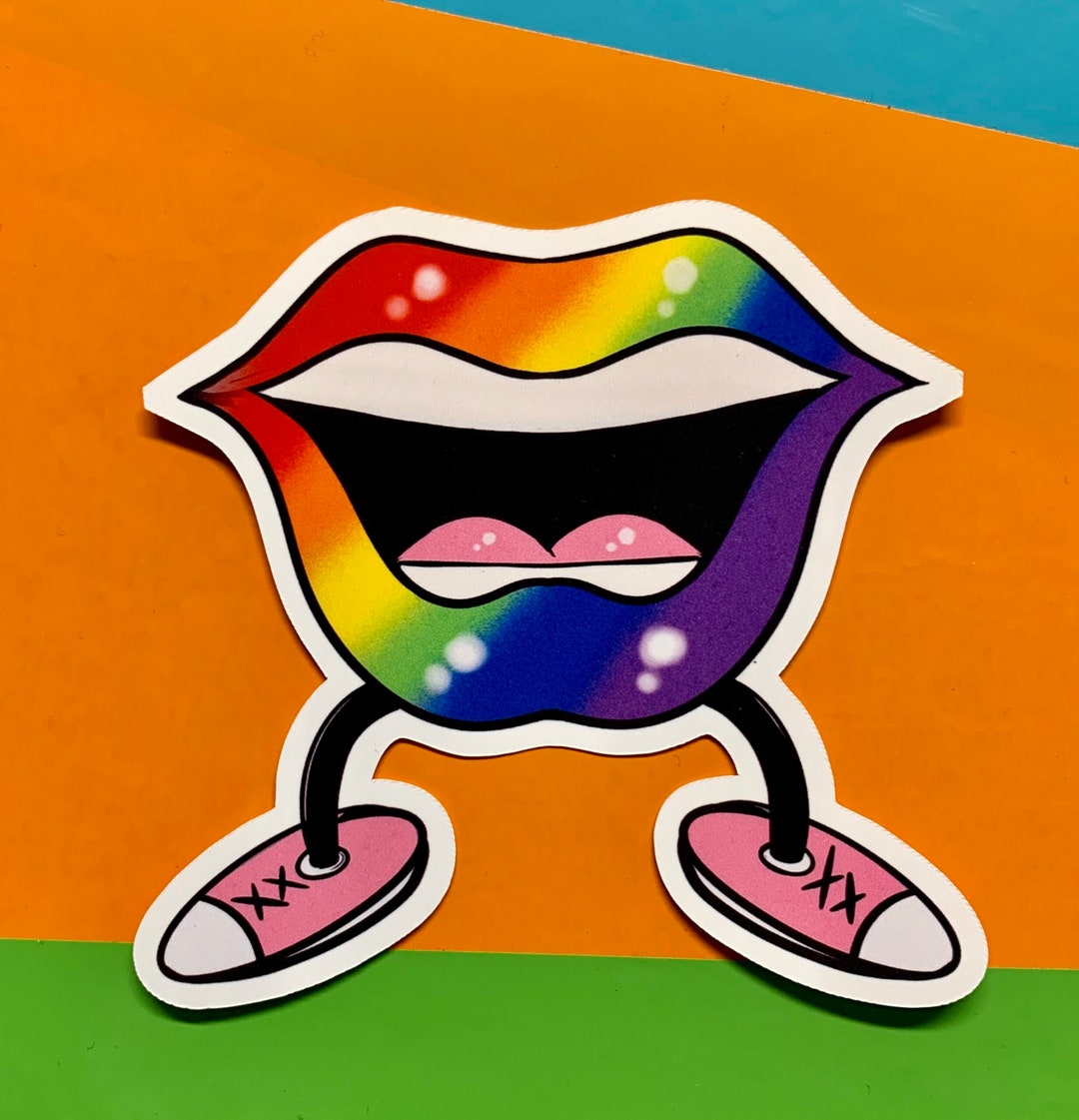 Rainbow Lips | Get Lippy Pop Art Sticker Reb Nofun - Etsy