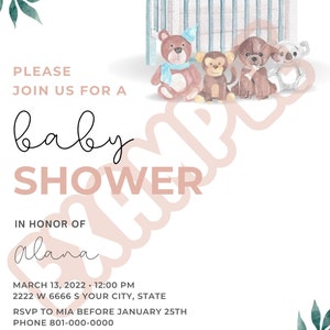Baby Shower Invite Baby Shower Baby Animals Editable File PDF Download ...