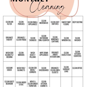 Monthly Cleaning Calendar Rotation- Printable Digital Download - Etsy