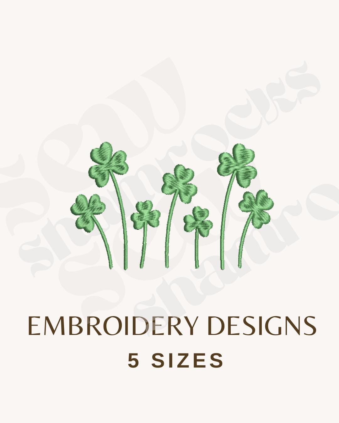 Shamrocks Machine Embroidery File, Lucky Shamrock Design, St. Patricks ...