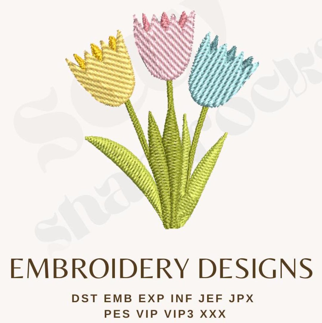 Tulip Flowers Embroidery File, Spring Easter Machine Embroidery ...