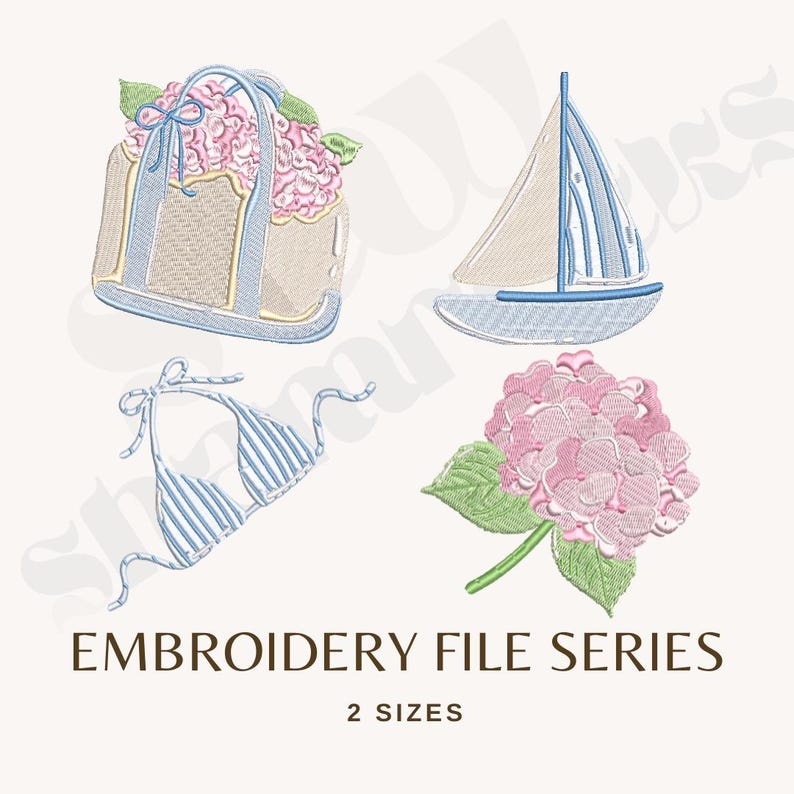 Hydrangea East Coast Summer Series Embroidery File, Coastal Summer ...