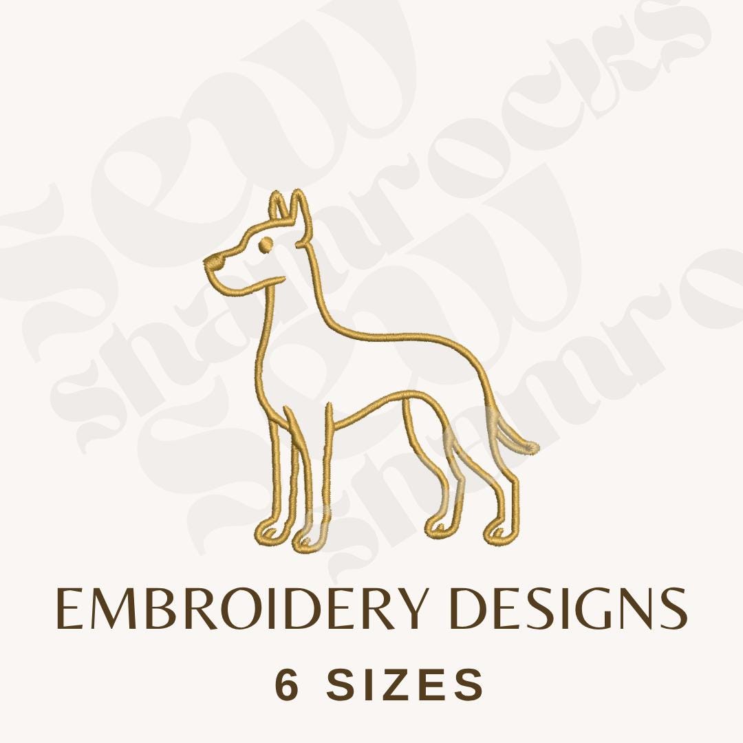 Great Dane Embroidery File - Large Dog Machine Embroidery - Doodle Dog ...