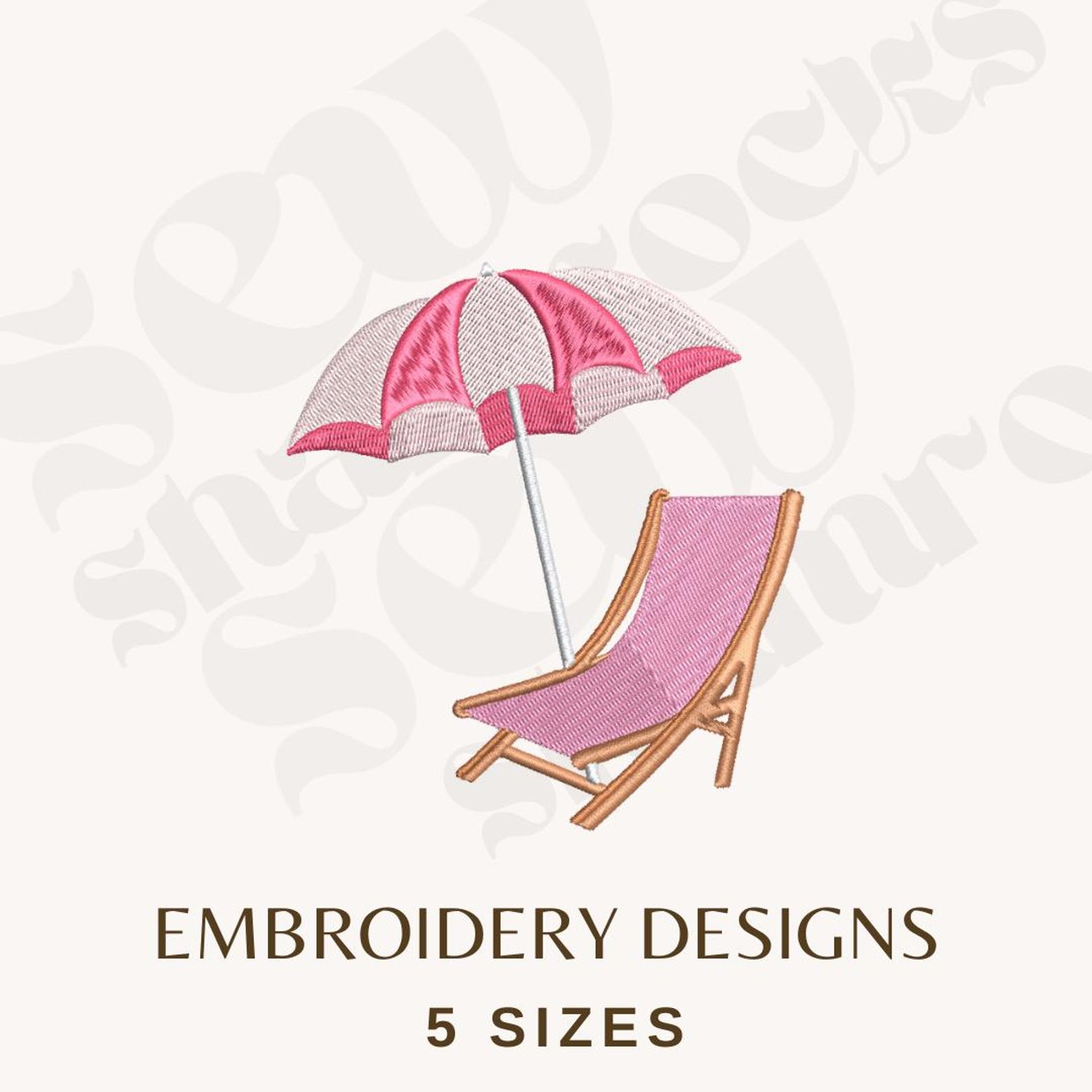 Beach Chair Embroidery Design - Preppy Beach Chair - 5 Sizes Embroidery ...