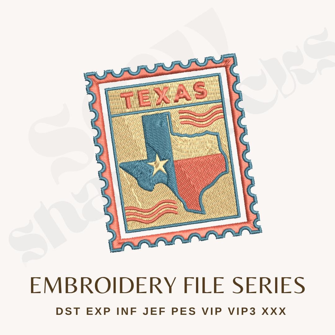 Texas Stamp Embroidery Design, Texas Strong Machine Embroidery File PES ...