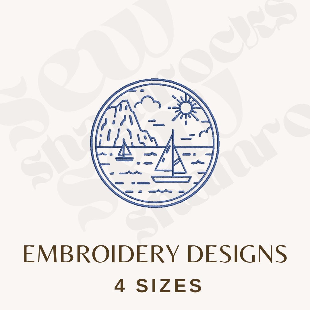 Boating Outline Embroidery File - Camping Tent - Nature Lake Outline ...
