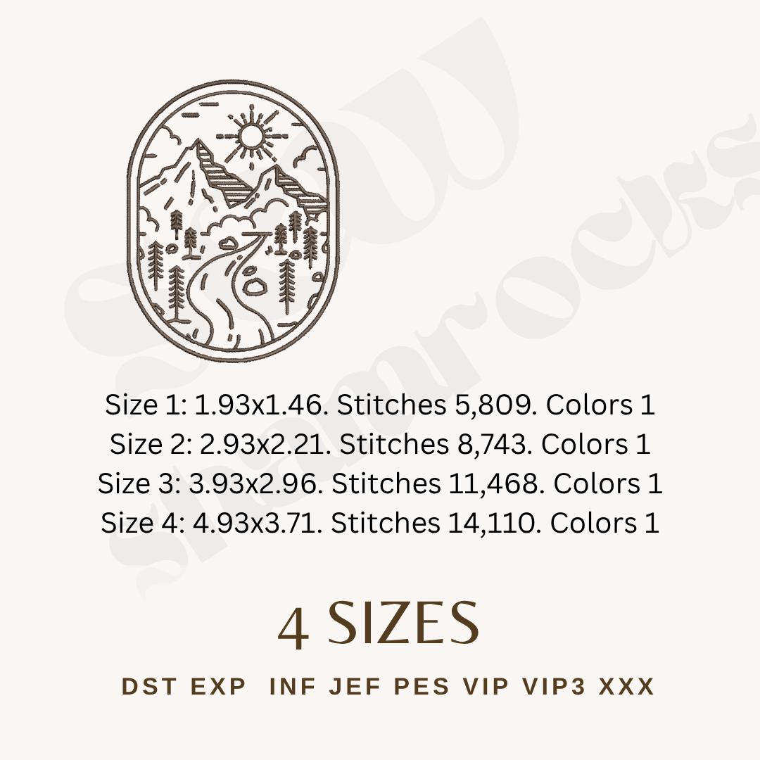 Camping Embroidery Design: Desert Mountain Outline (4 Sizes) (PES DST ...