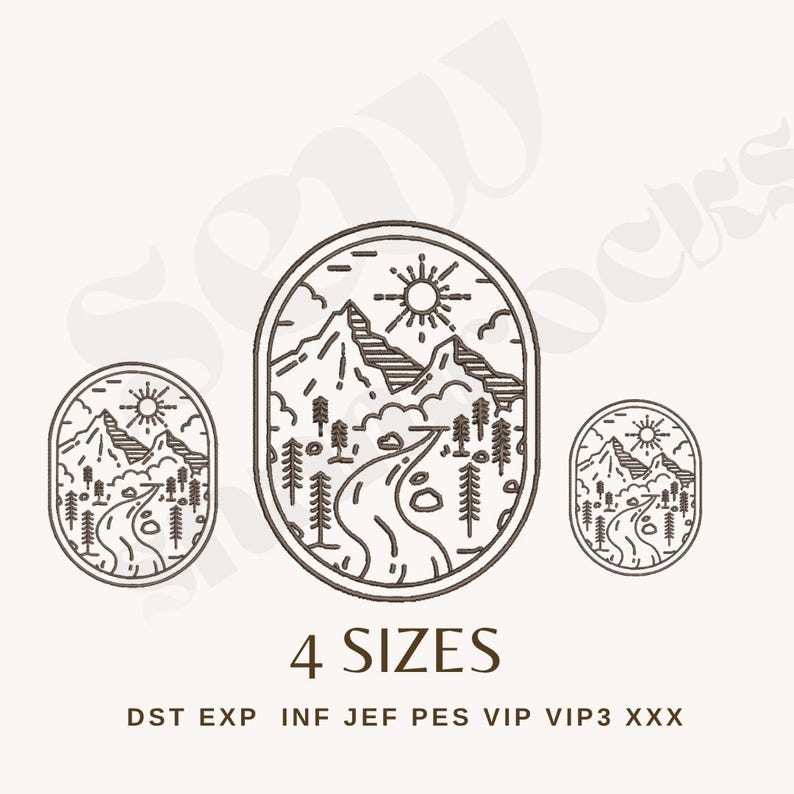 Camping Embroidery Design: Desert Mountain Outline (4 Sizes) (PES DST ...