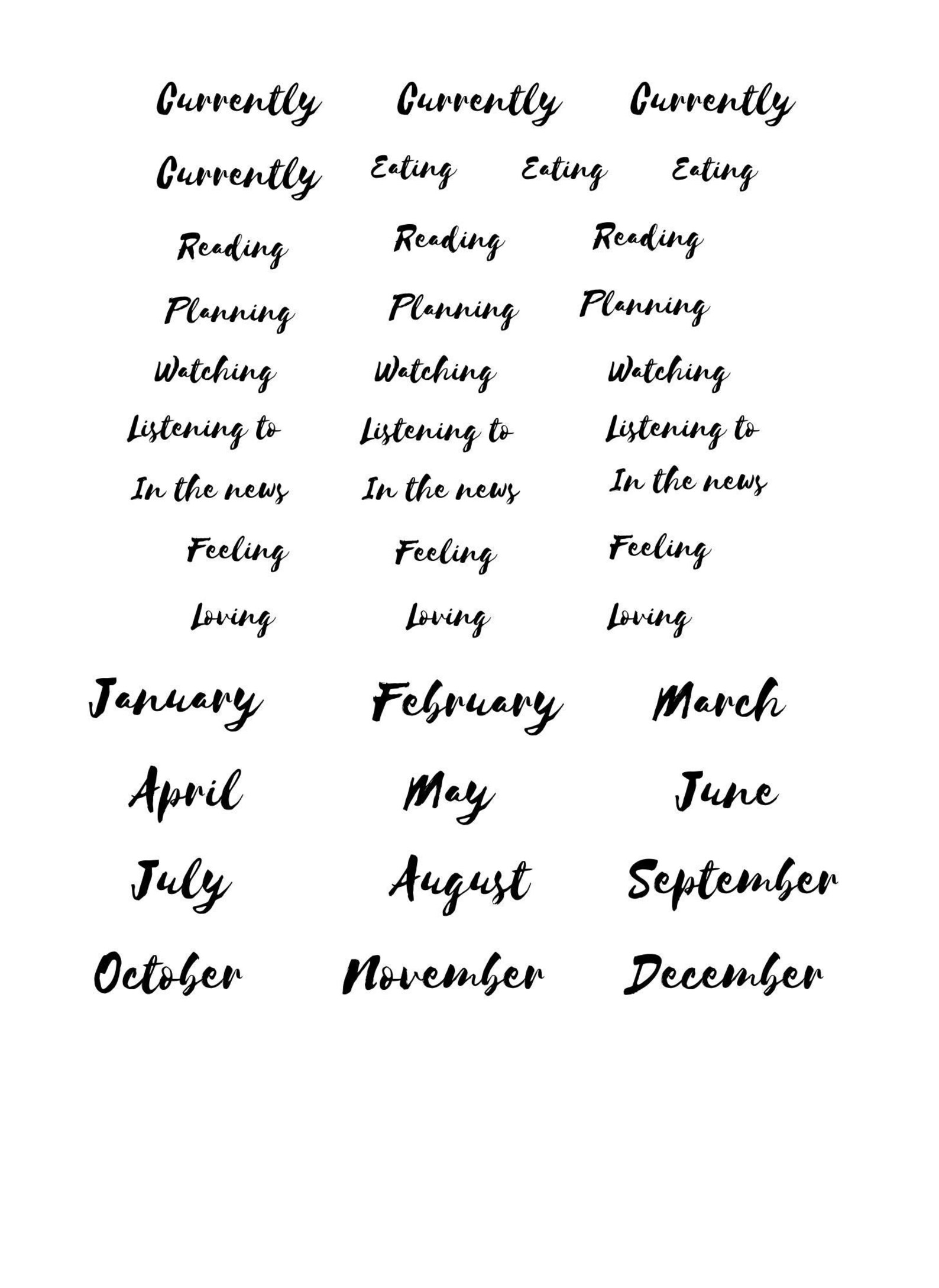 Currently Page Stickers, Planner Header Stickers, Printable Stickers ...