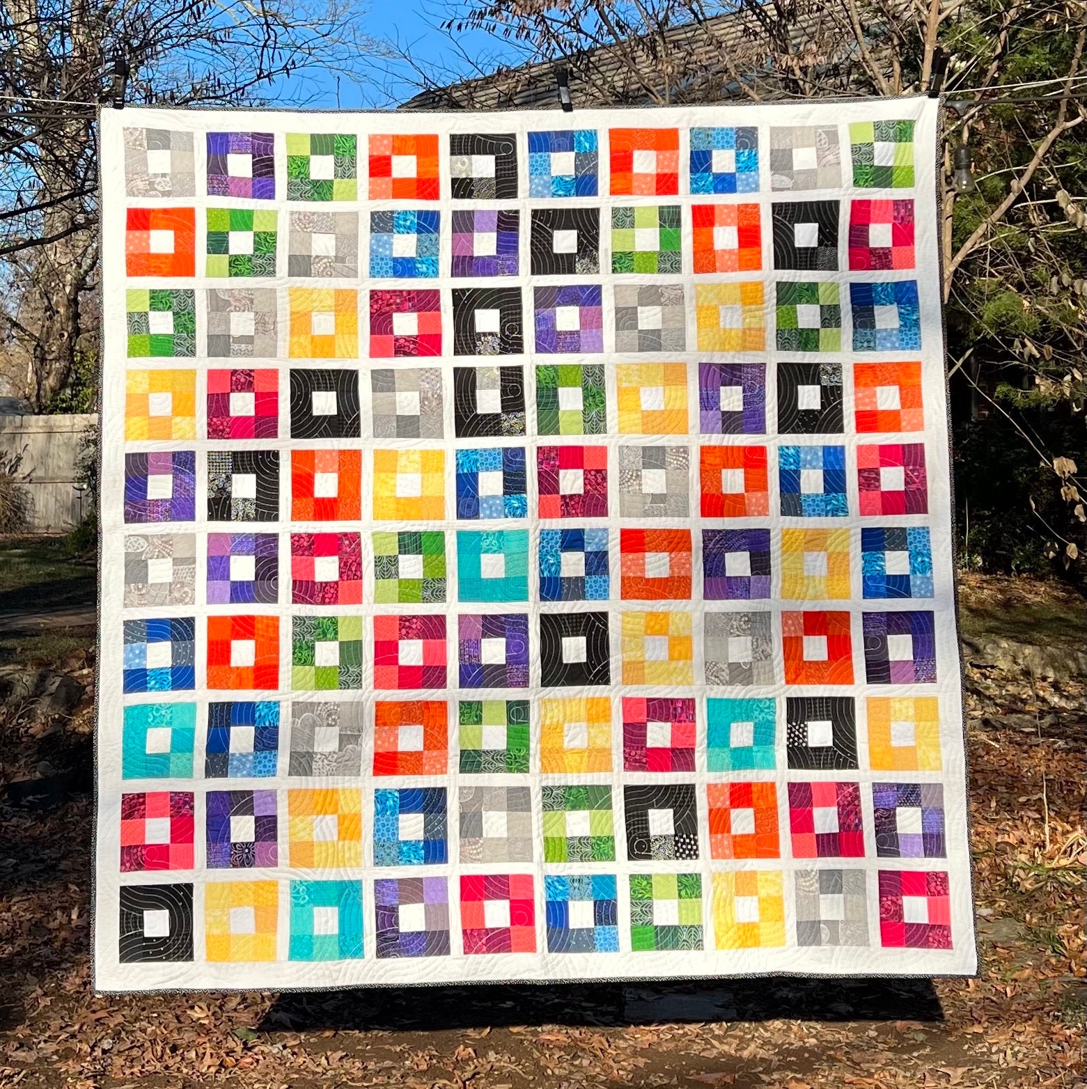 Multi Color Squares Quilt - Etsy