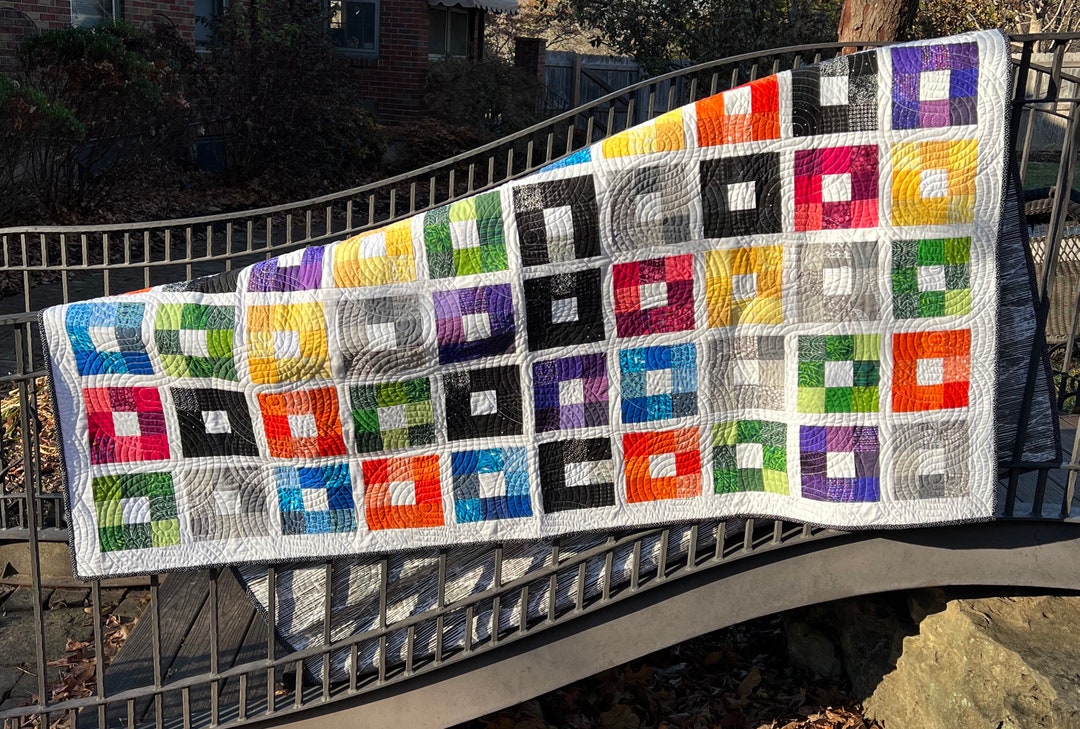 Multi Color Squares Quilt - Etsy