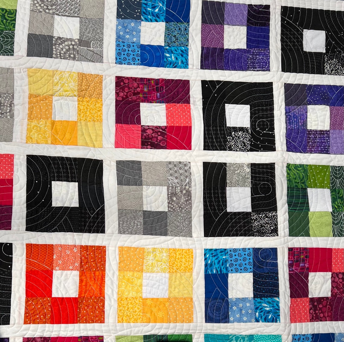 Multi Color Squares Quilt - Etsy