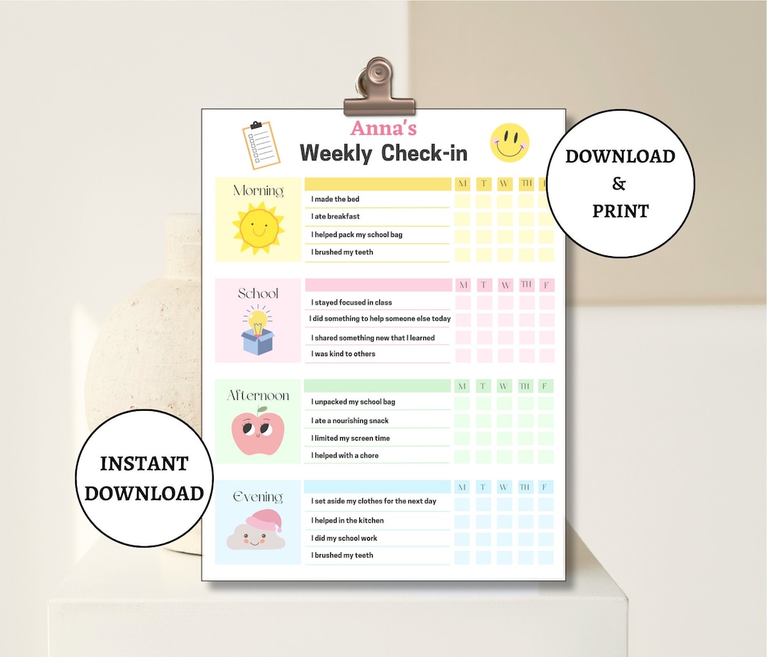 Kids Daily Checklist - ADHD Planner - Routine Checklist - Printable ...