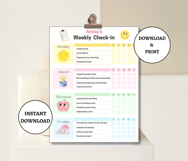 Kids Daily Checklist - ADHD Planner - Routine Checklist - Printable ...