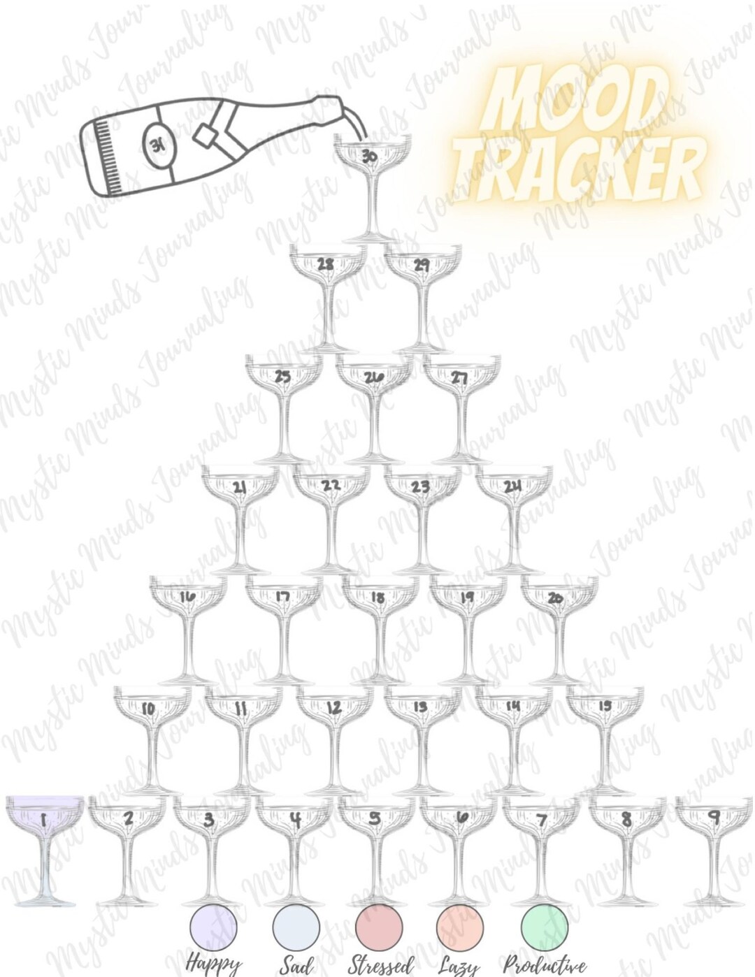 Bullet Journal- Champagne Tower Mood Tracker - Etsy