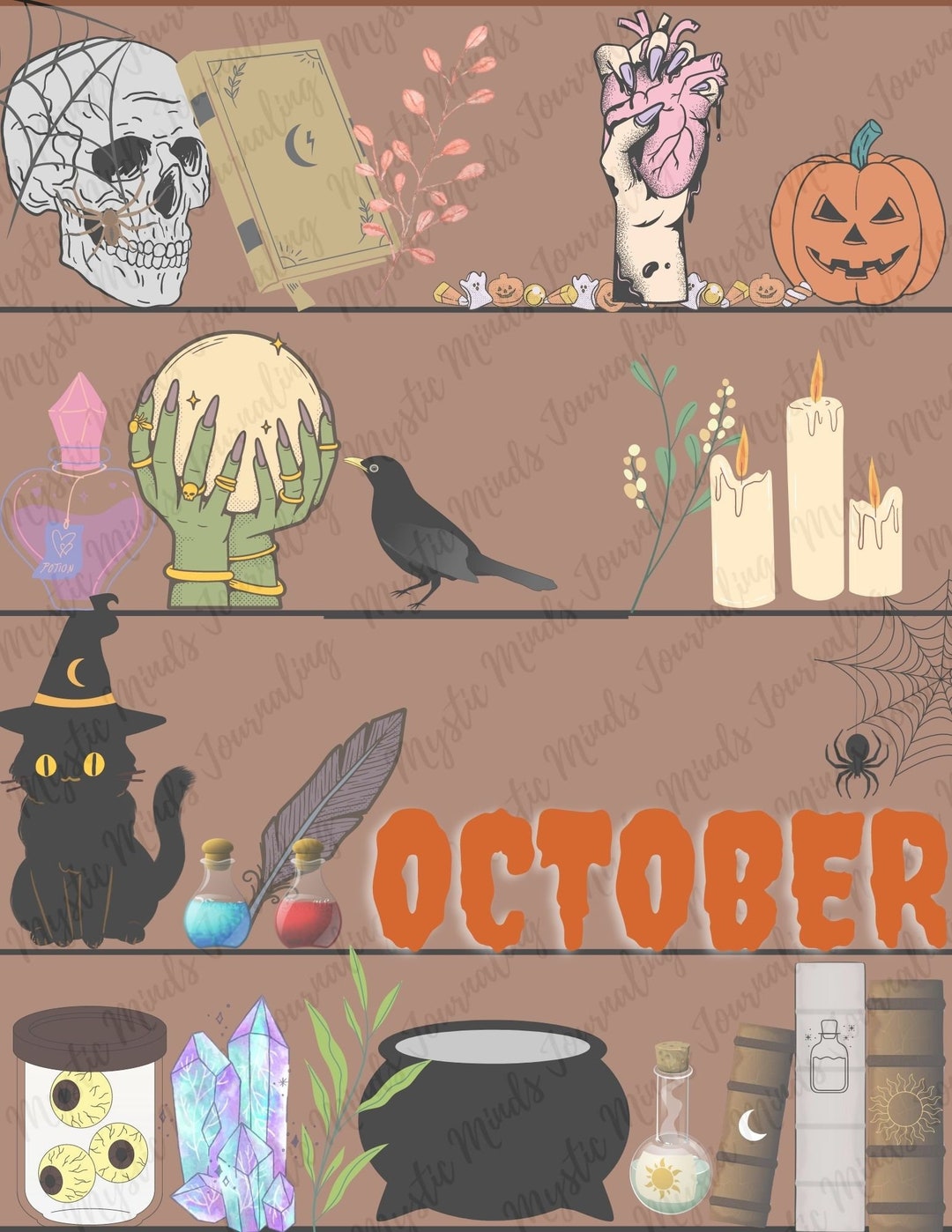 Bullet Journal Spooky Bookcase Title Page - Etsy