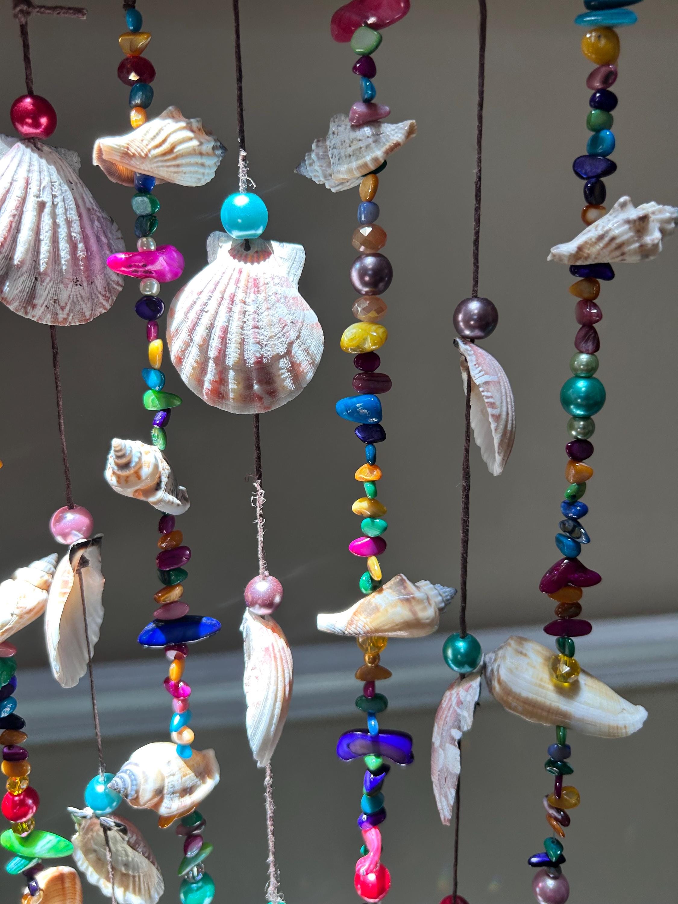 Driftwood & Shells Sun Catcher, Evil Eye, Natural Shells, Handcrafted ...