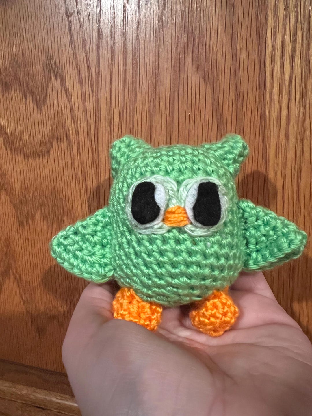 Duo the Duolingo Owl Amigurumi - Green and Orange - Handmade Crocheted ...
