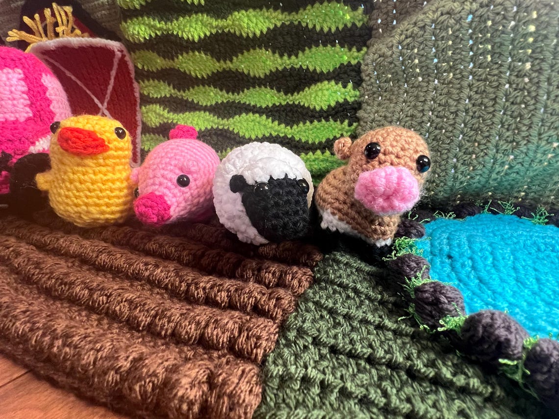 Farm Mat - W/animals and Tractor Handmade Crocheted - Etsy
